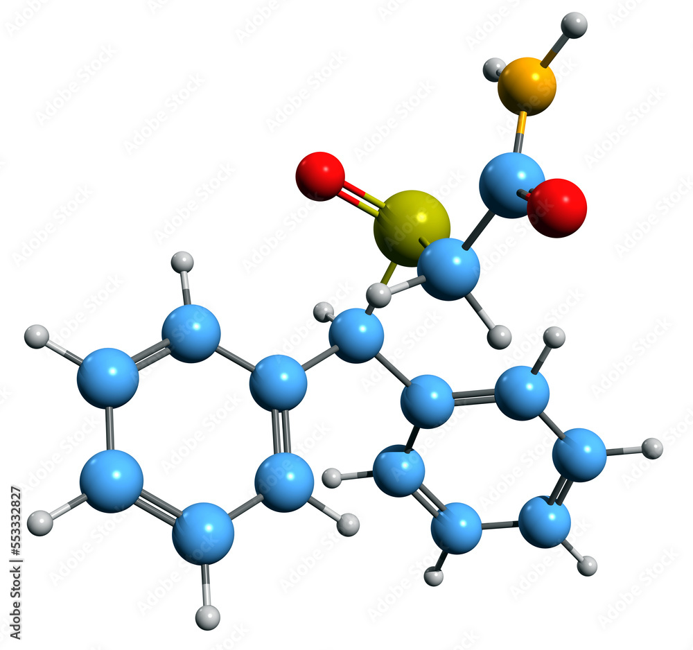 3D image of Modafinil skeletal formula - molecular chemical structure ...