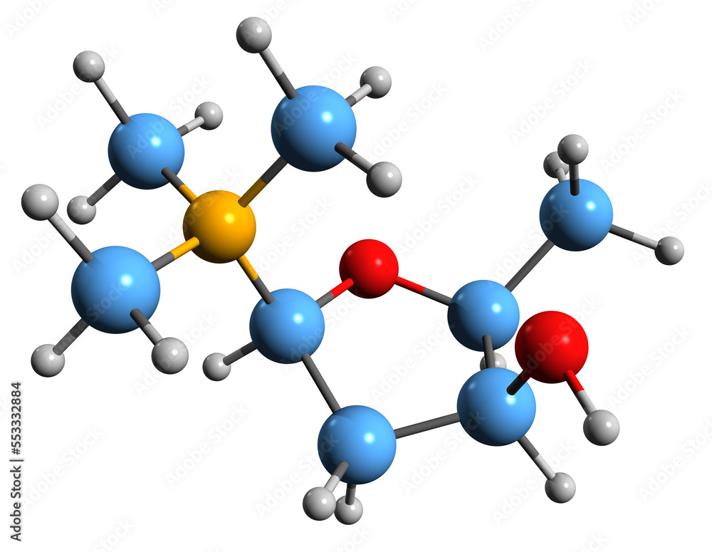 3D image of Muscarine skeletal formula - molecular chemical structure ...