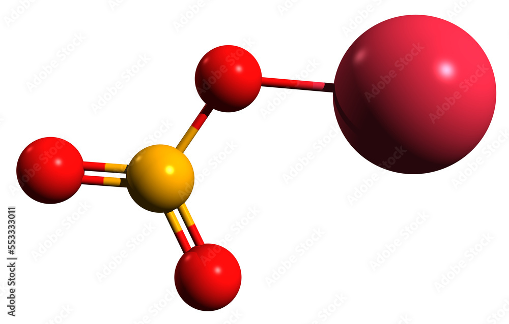 3D image of Sodium nitrate skeletal formula - molecular chemical ...