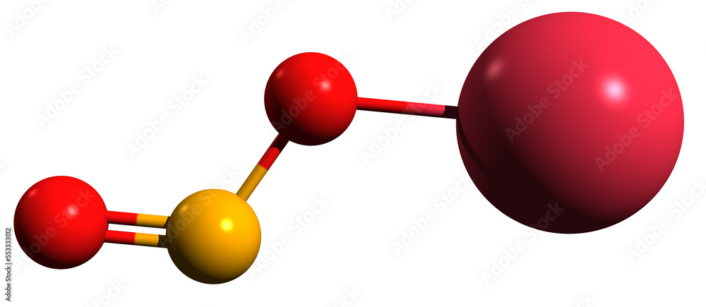 3D image of Sodium nitrite skeletal formula - molecular chemical ...