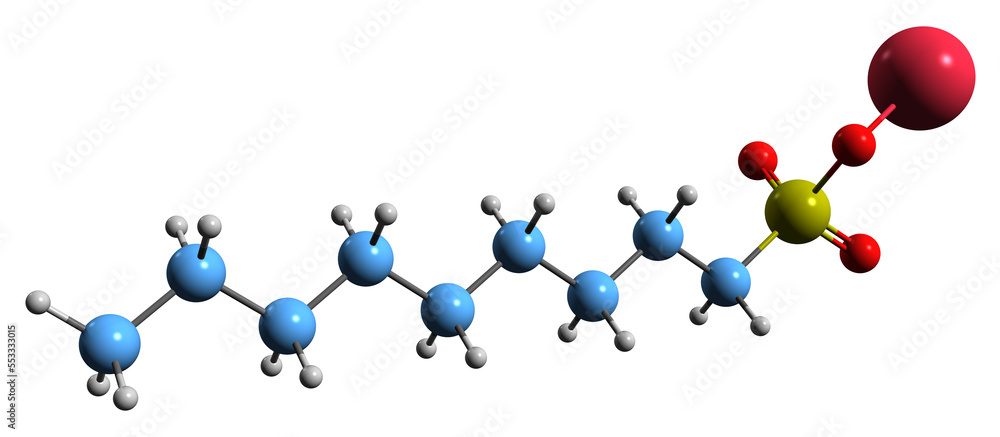 3D image of Sodium Nonanesulfonate skeletal formula - molecular ...