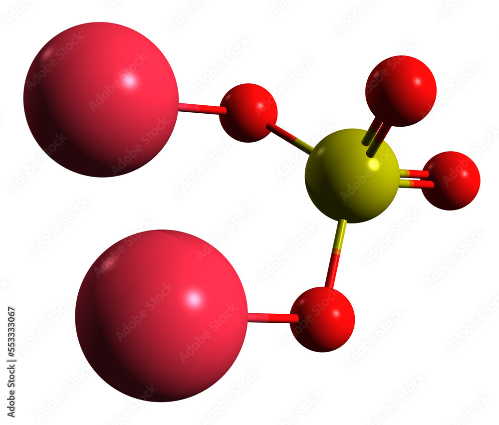 3D image of Sodium sulfate skeletal formula - molecular chemical ...