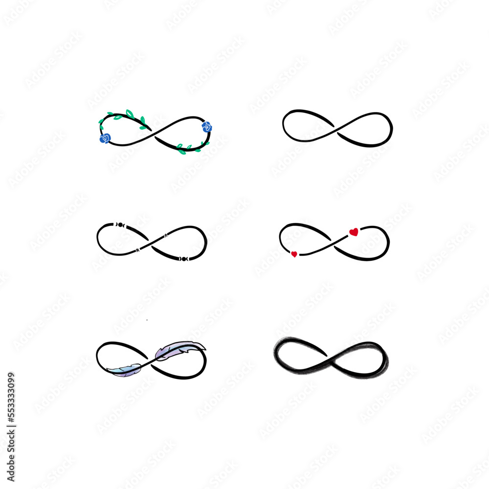 infinity symbol hand drawn set of tattoo design ideas vector de Stock ...