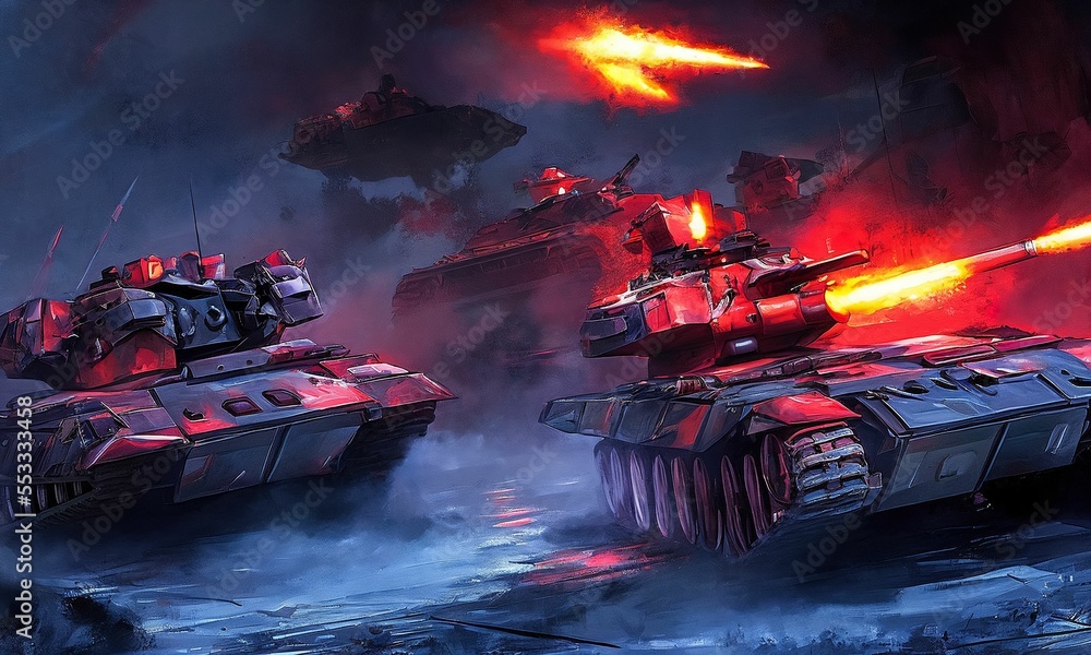 battle tanks sci-fi fantasy illustration conceptual dystopian style ...