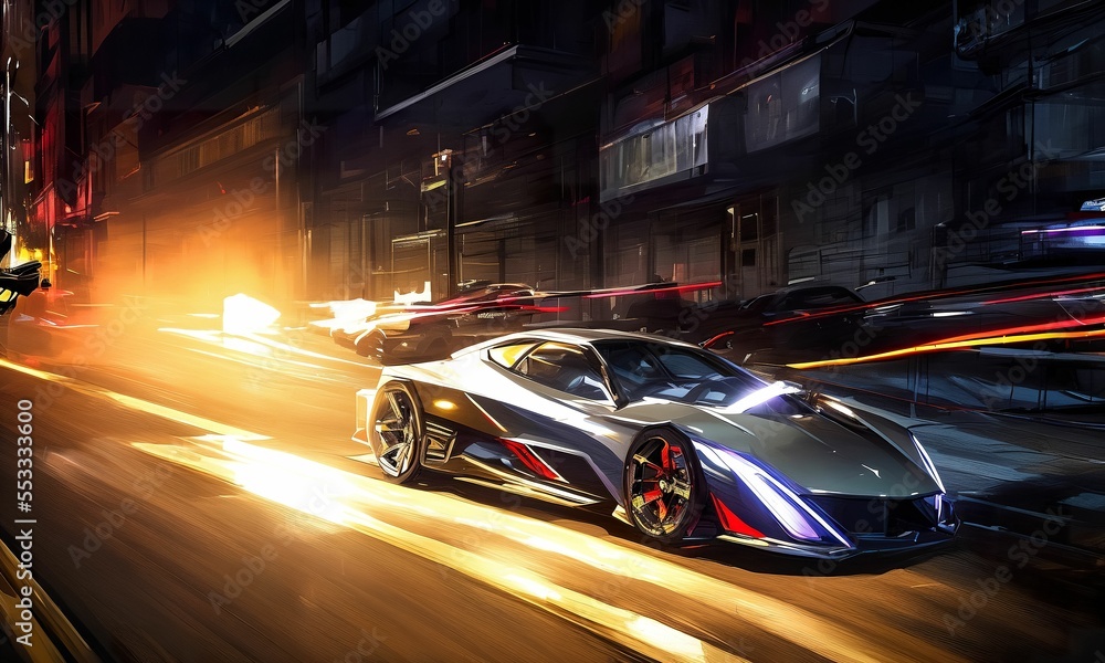 Car sci-fi fantasy illustration conceptual dystopian style scene ...