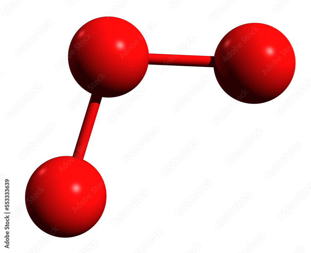 3D image of Ozone skeletal formula - molecular chemical structure of ...