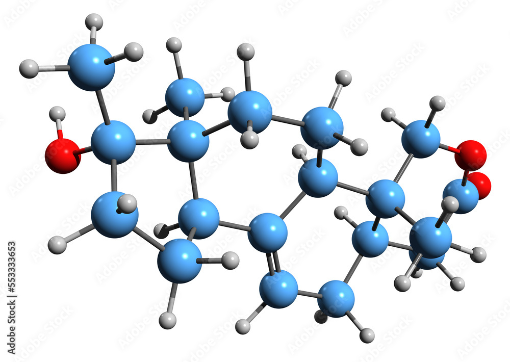 Ilustrace „ 3D image of Oxandrolone skeletal formula - molecular ...