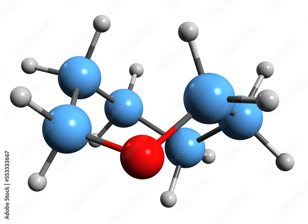 3D image of Oxepane skeletal formula - molecular chemical structure of ...