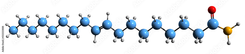 3D image of Oleamide skeletal formula - molecular chemical structure of ...