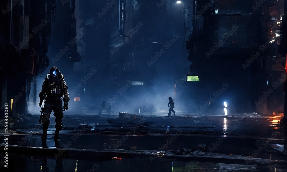 sci-fi fantasy illustration conceptual dystopian style scene futuristic ...