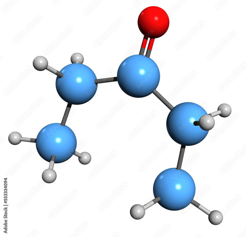 3D image of Pentanone skeletal formula - molecular chemical structure ...
