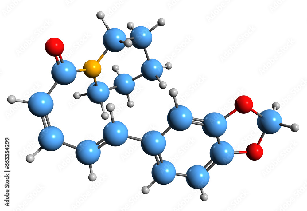 3D image of Piperine skeletal formula - molecular chemical structure of ...