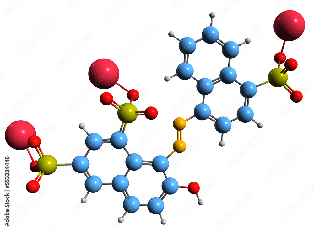 3D image of Ponceau 4R skeletal formula - molecular chemical structure ...