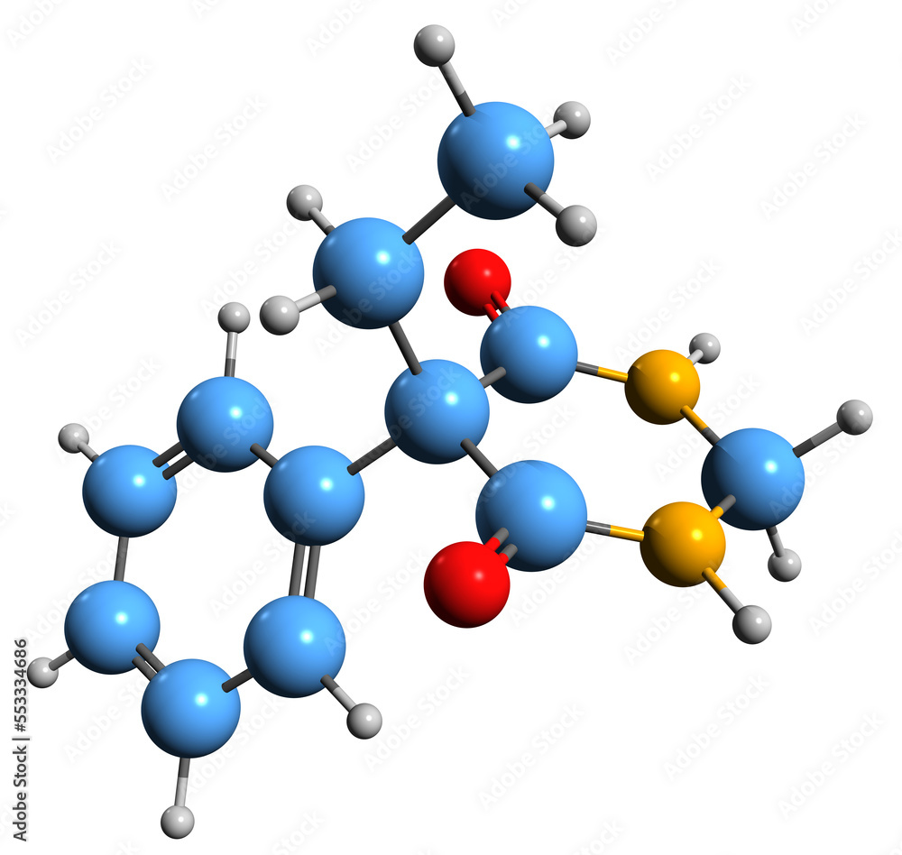 ภาพประกอบสต็อก 3D image of Primidone skeletal formula - molecular ...