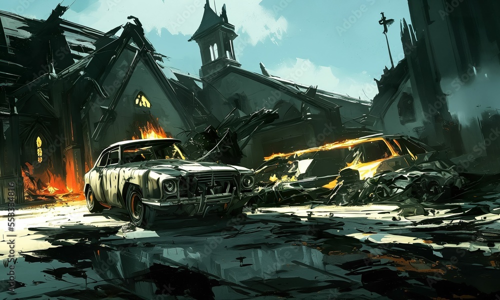 Destruction sci-fi fantasy illustration conceptual dystopian style ...