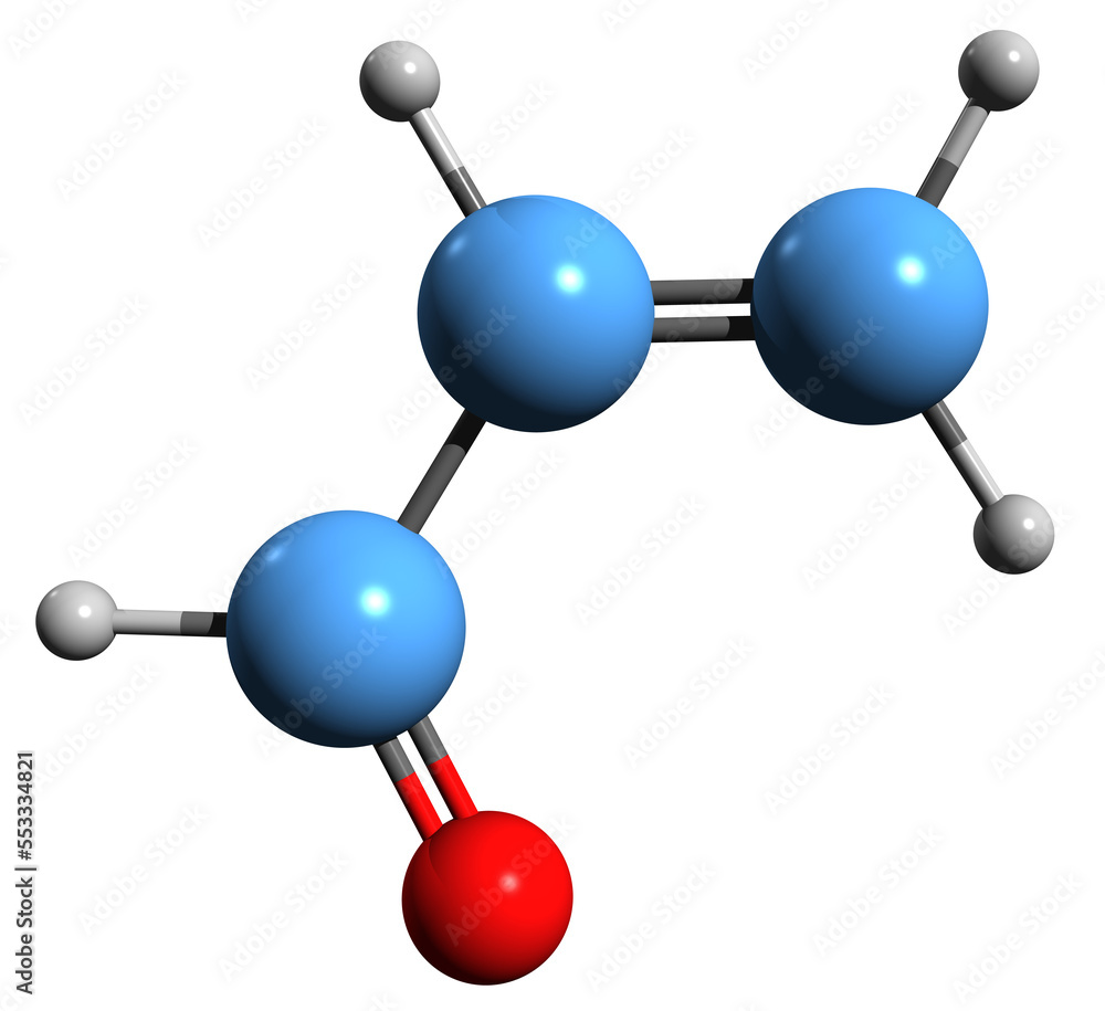 3D image of Acrolein skeletal formula - molecular chemical structure of ...
