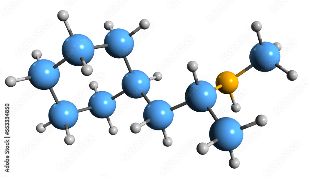 3D image of Propylhexedrine skeletal formula - molecular chemical ...