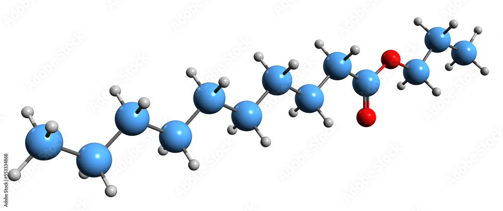 3D image of Propyl decanoate skeletal formula - molecular chemical ...