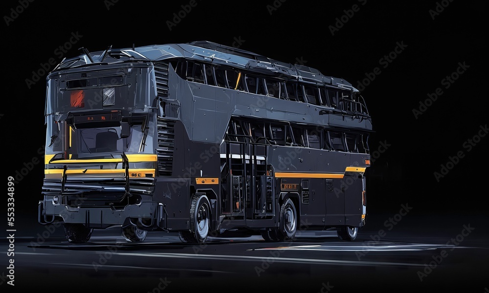Bus sci-fi fantasy illustration conceptual dystopian style scene ...