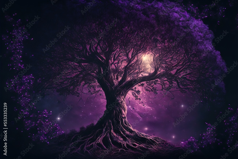 Purple Magical and Ethereal Tree, Reflecting and remembering the ...