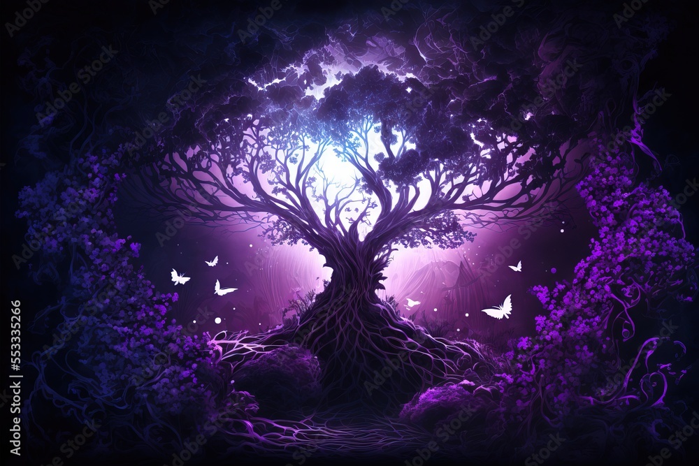 Purple Magical and Ethereal Tree, Reflecting and remembering the ...