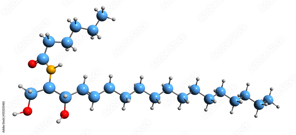 3D image of C6 Ceramide skeletal formula - molecular chemical structure ...