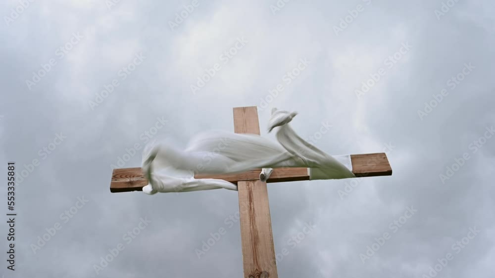 Resurrection Of Jesus Christ Concept, wooden Christian cross with ...