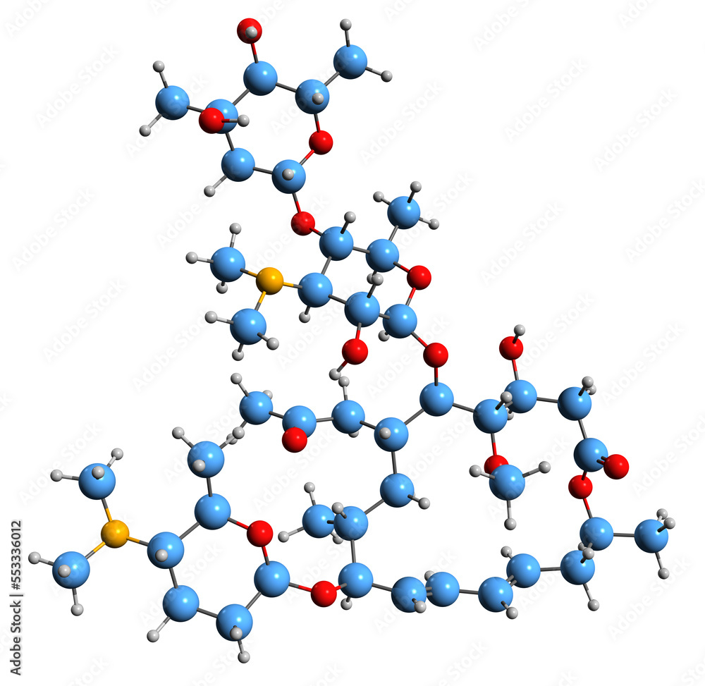 3D image of Spiramycin skeletal formula - molecular chemical structure ...