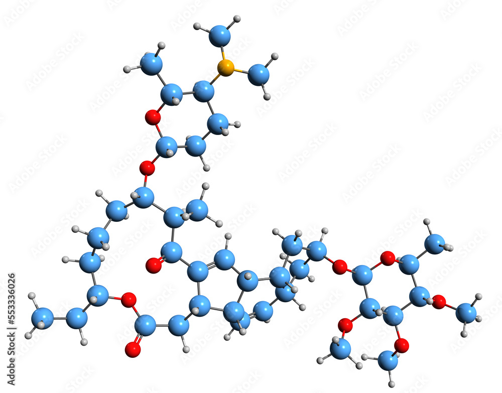 3D image of Spinosad skeletal formula - molecular chemical structure of ...