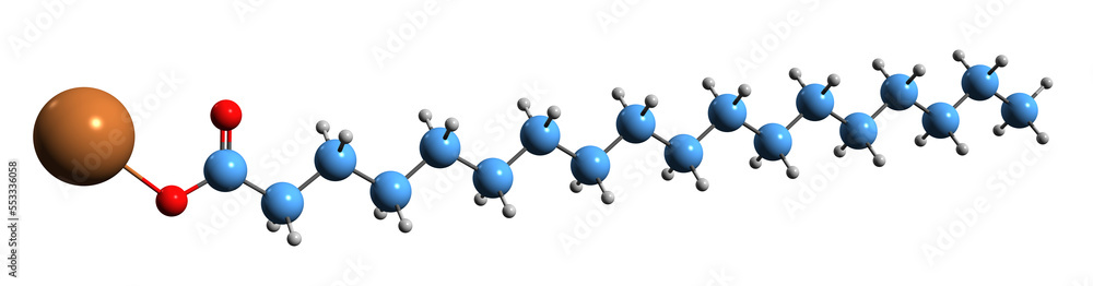 3D image of Potassium stearate skeletal formula - molecular chemical ...