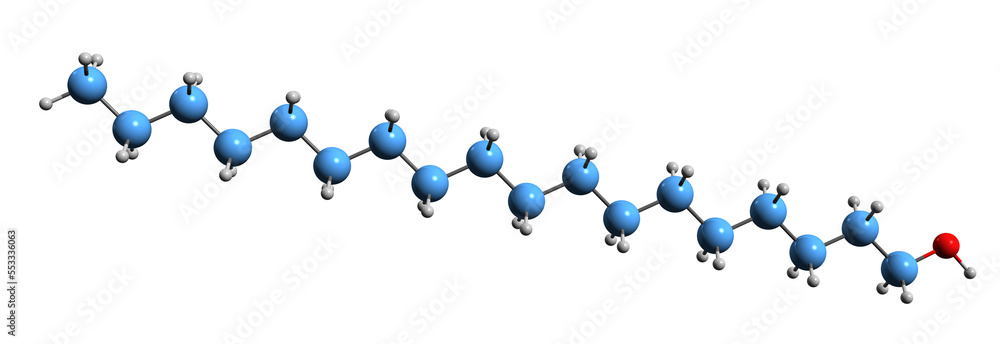 3D image of Stearyl alcohol skeletal formula - molecular chemical ...