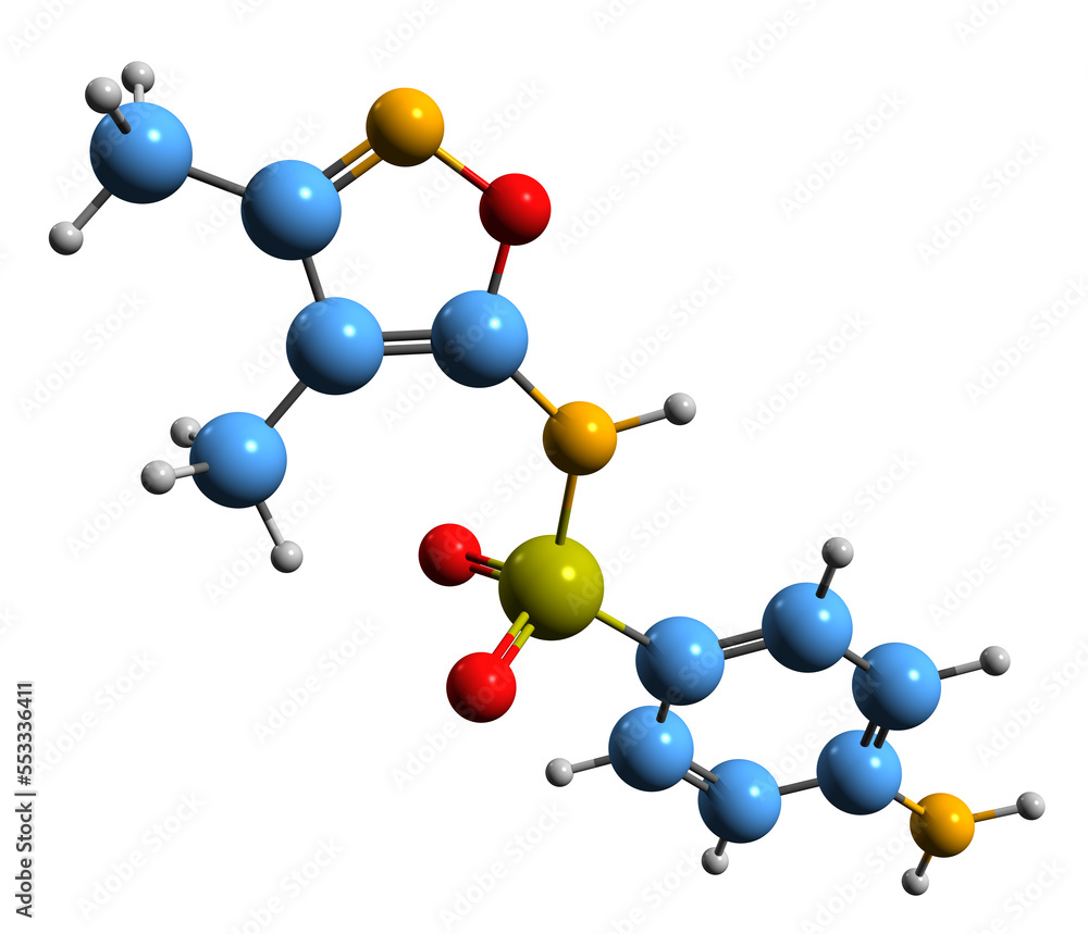 3D image of Sulfafurazole skeletal formula - molecular chemical ...