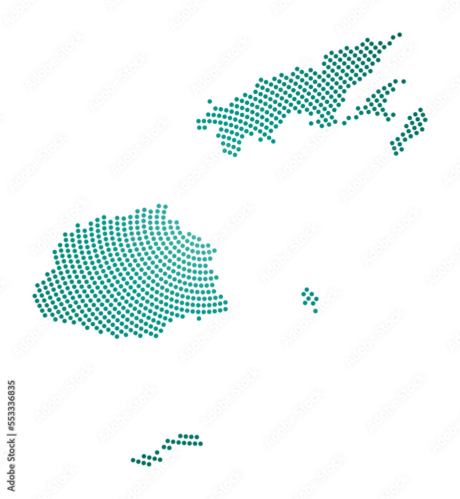Fiji dotted map. Digital style shape of Fiji. Tech icon of the country ...