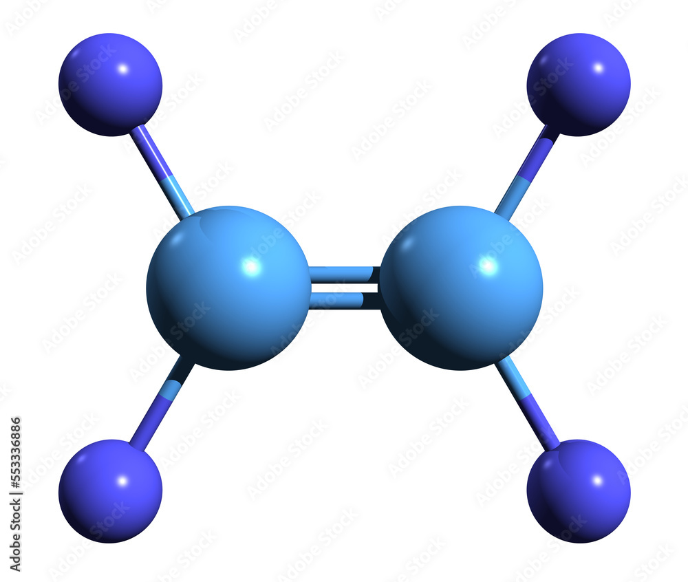 3D image of Tetrafluoroethylene skeletal formula - molecular chemical ...
