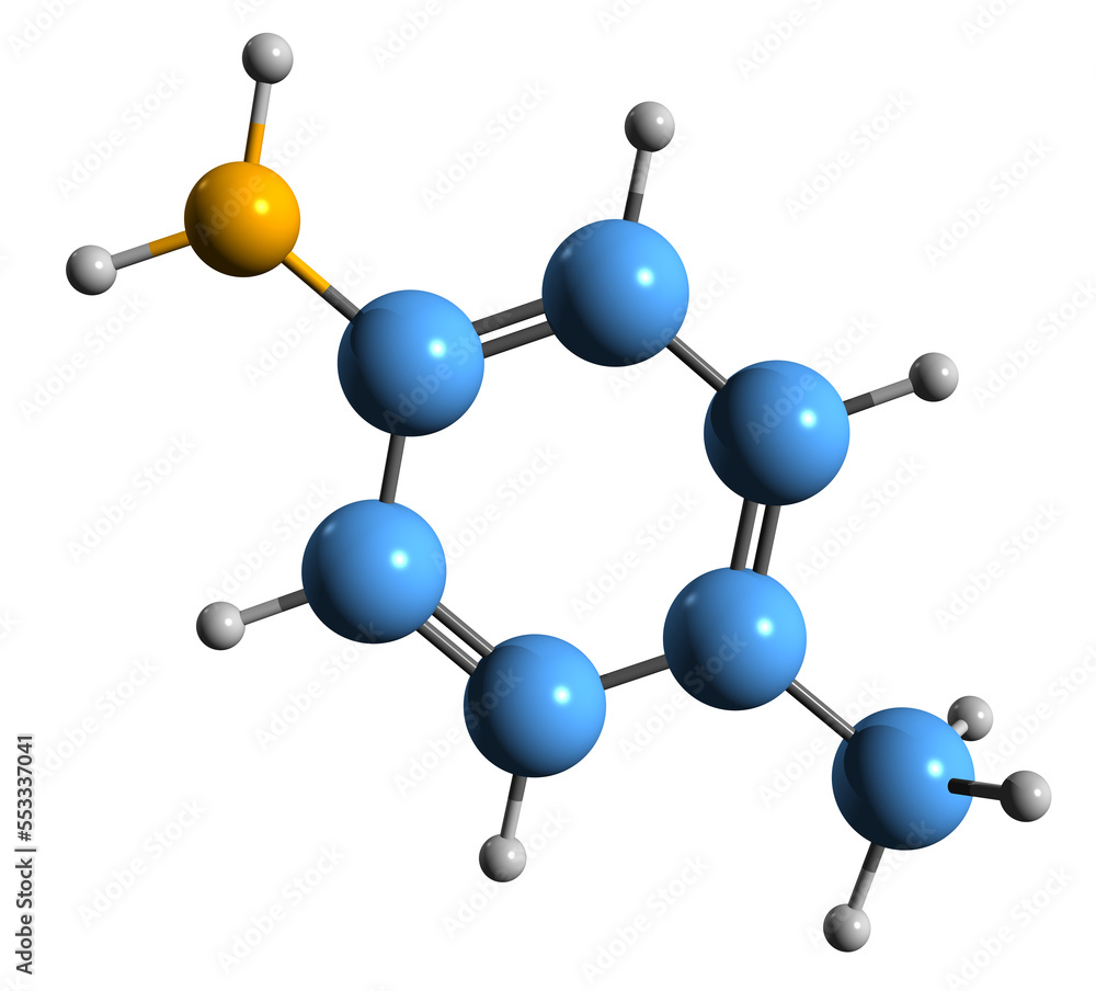 3D image of Toluidine skeletal formula - molecular chemical structure ...