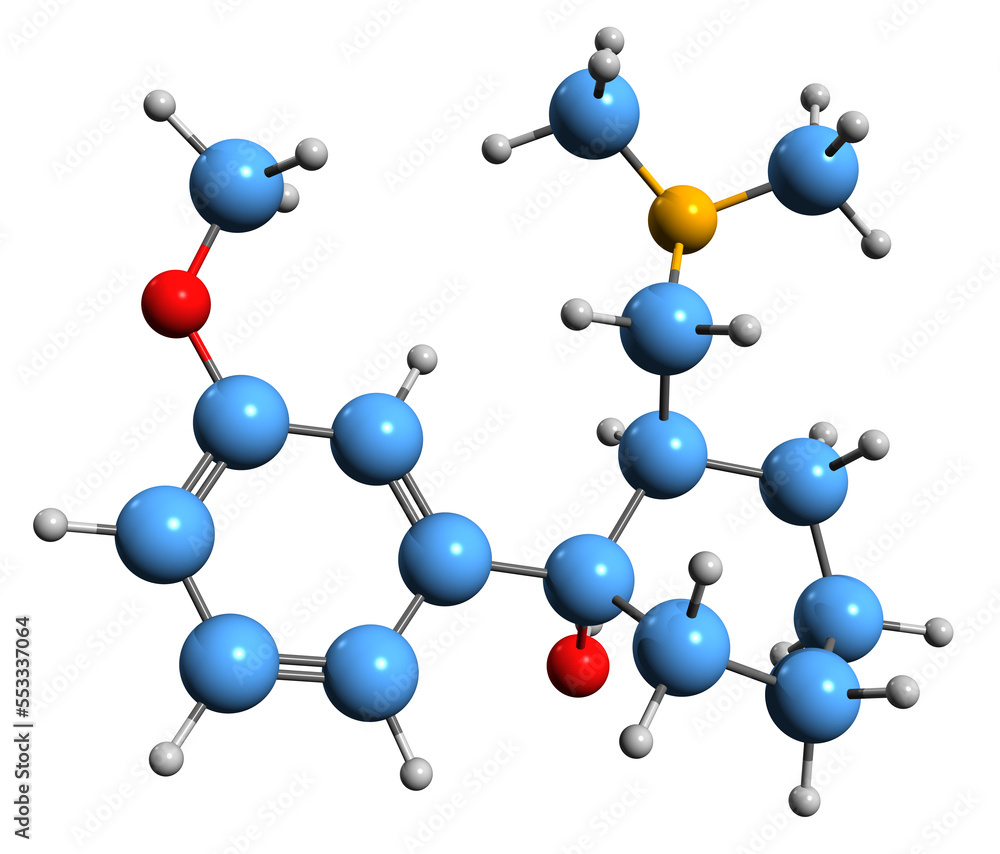 3D image of Tramadol skeletal formula - molecular chemical structure of ...
