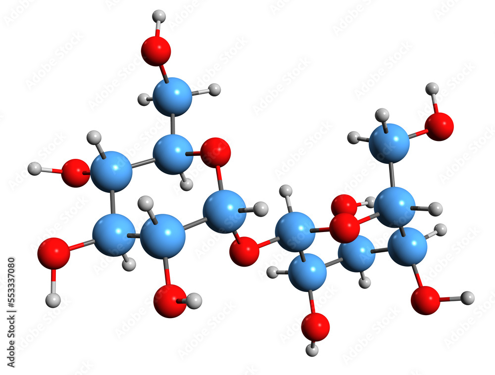 3D image of Trehalose skeletal formula - molecular chemical structure ...