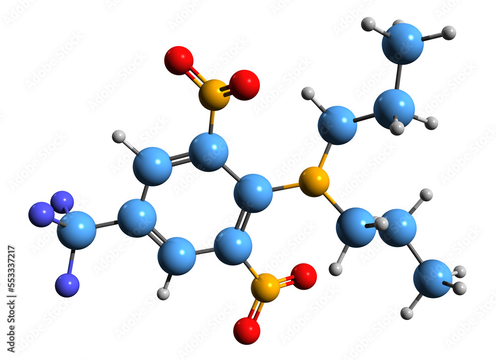 3D image of Trifluralin skeletal formula - molecular chemical structure ...