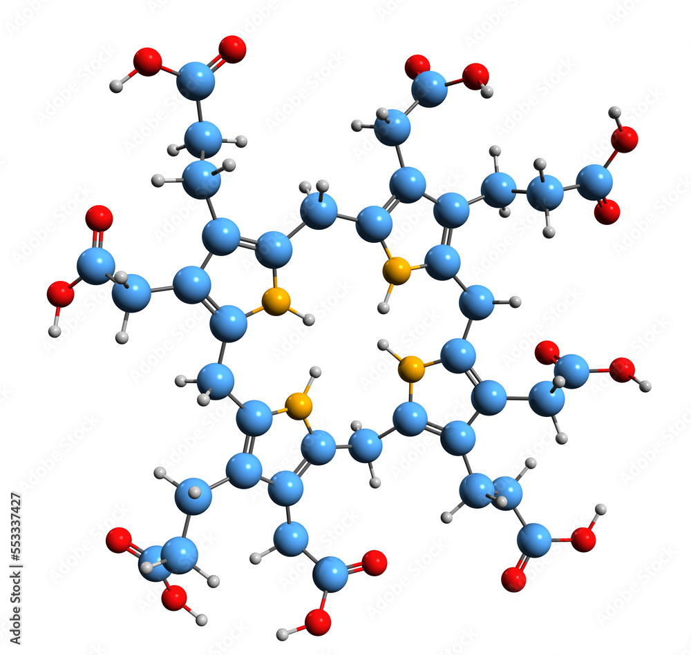 3D image of Uroporphyrinogen I skeletal formula - molecular chemical ...