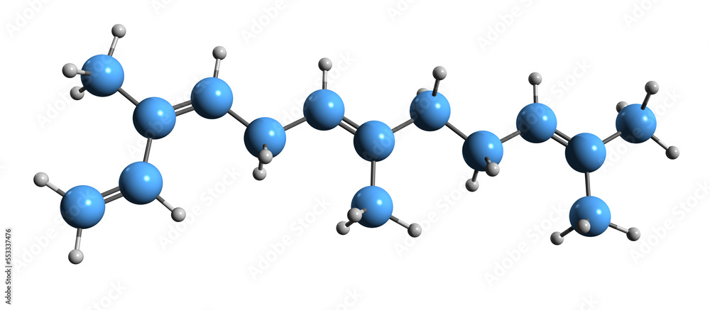 3D image of Farnesene skeletal formula - molecular chemical structure ...
