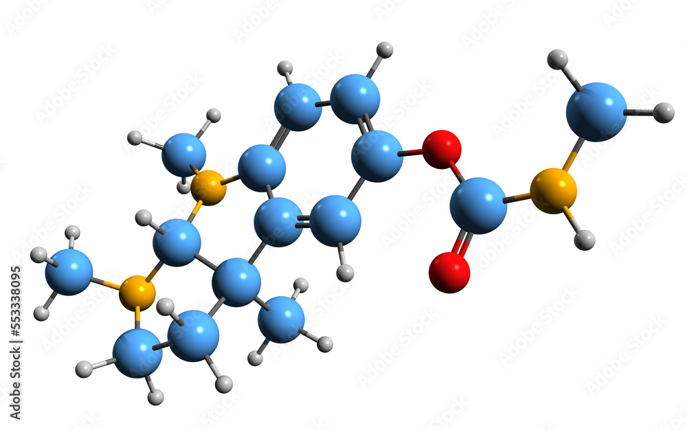 3D image of Physostigmine skeletal formula - molecular chemical ...