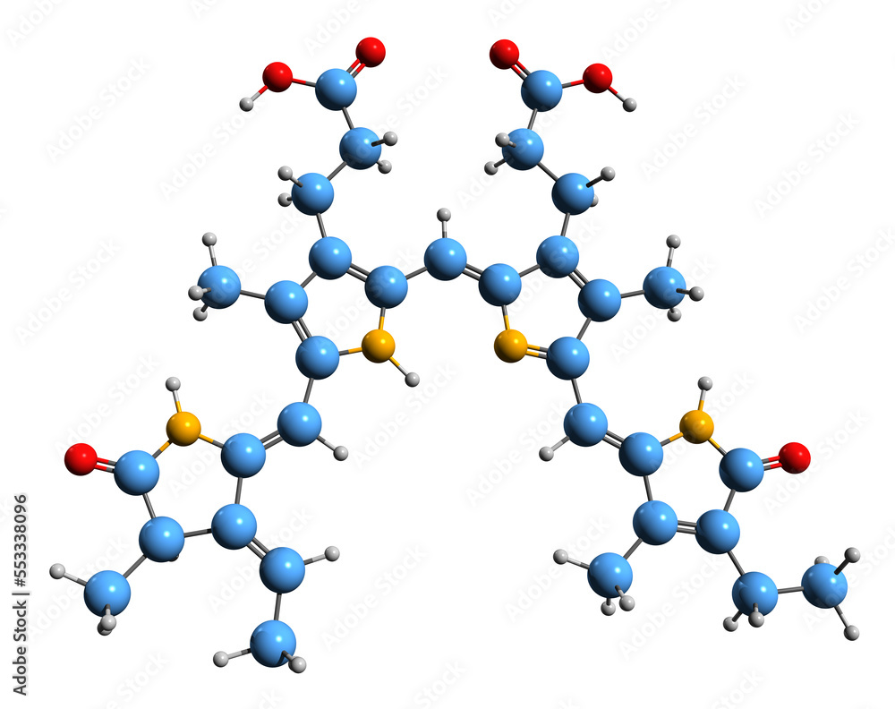 3D image of Phycoviolobilin skeletal formula - molecular chemical ...
