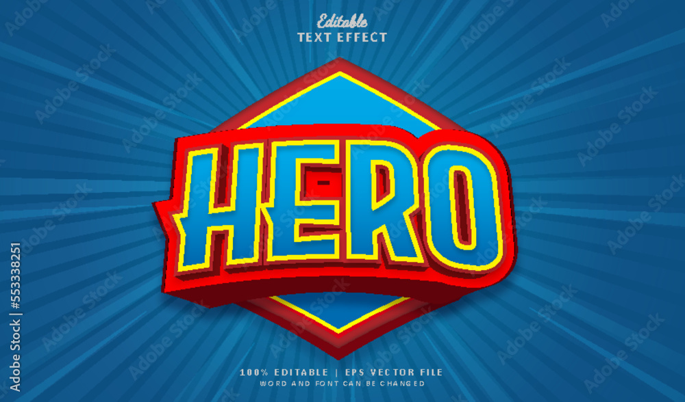 Hero editable text effect style logo badge Stock Vector | Adobe Stock