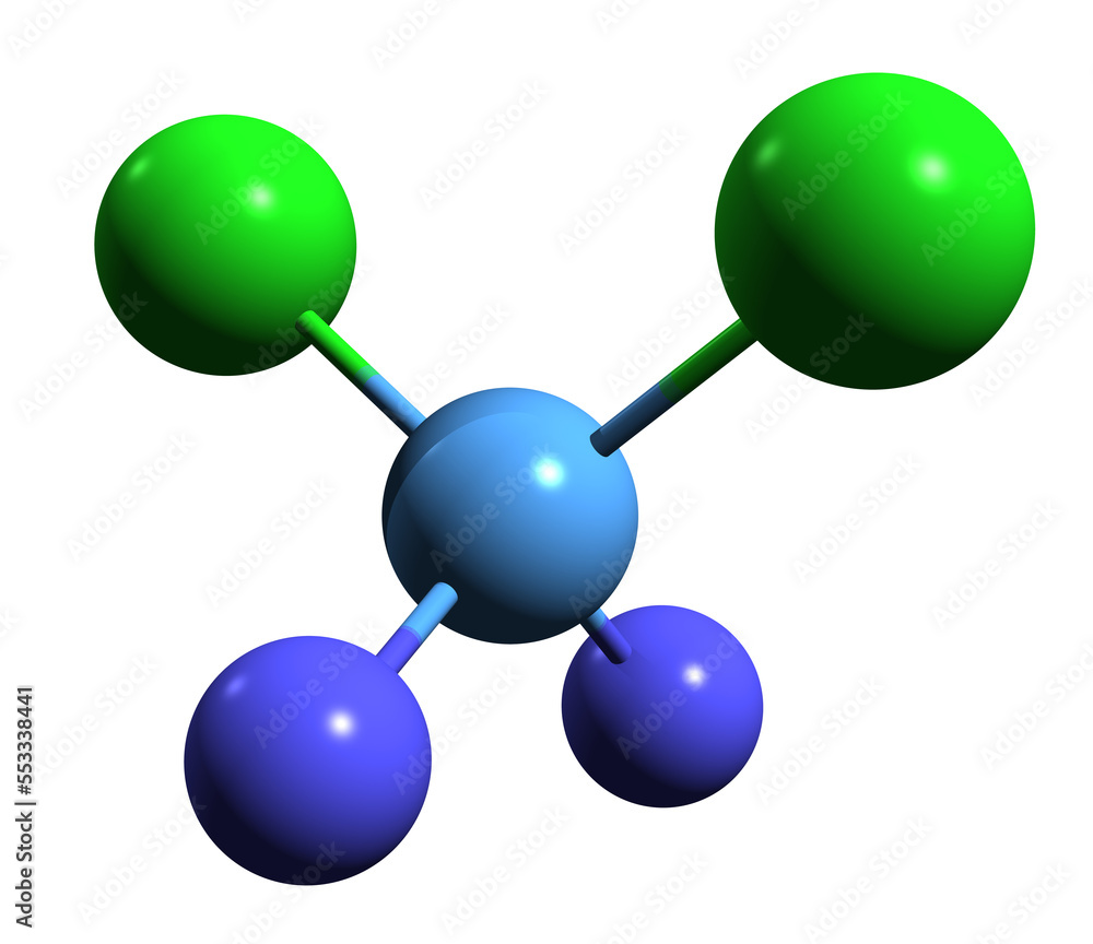 3D image of Dichlorodifluoromethane skeletal formula - molecular ...