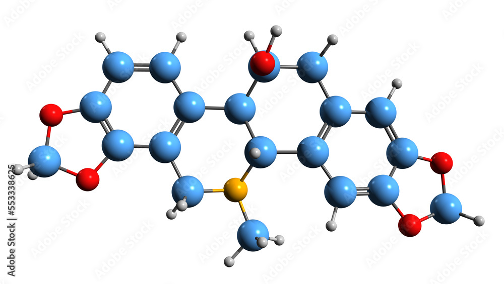 3D image of Chelidonine skeletal formula - molecular chemical structure ...