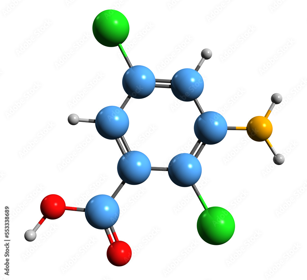 3D image of Chloramben skeletal formula - molecular chemical structure ...