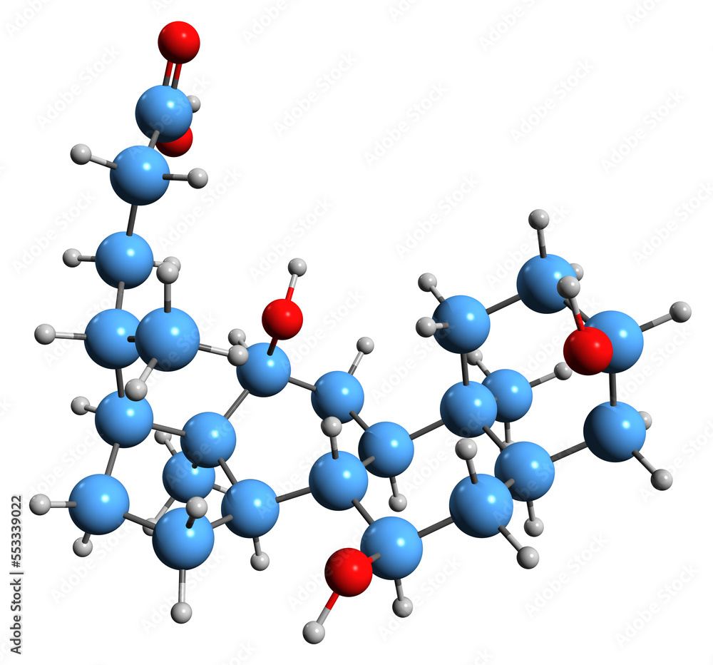 3D image of Cholic acid skeletal formula - molecular chemical structure ...