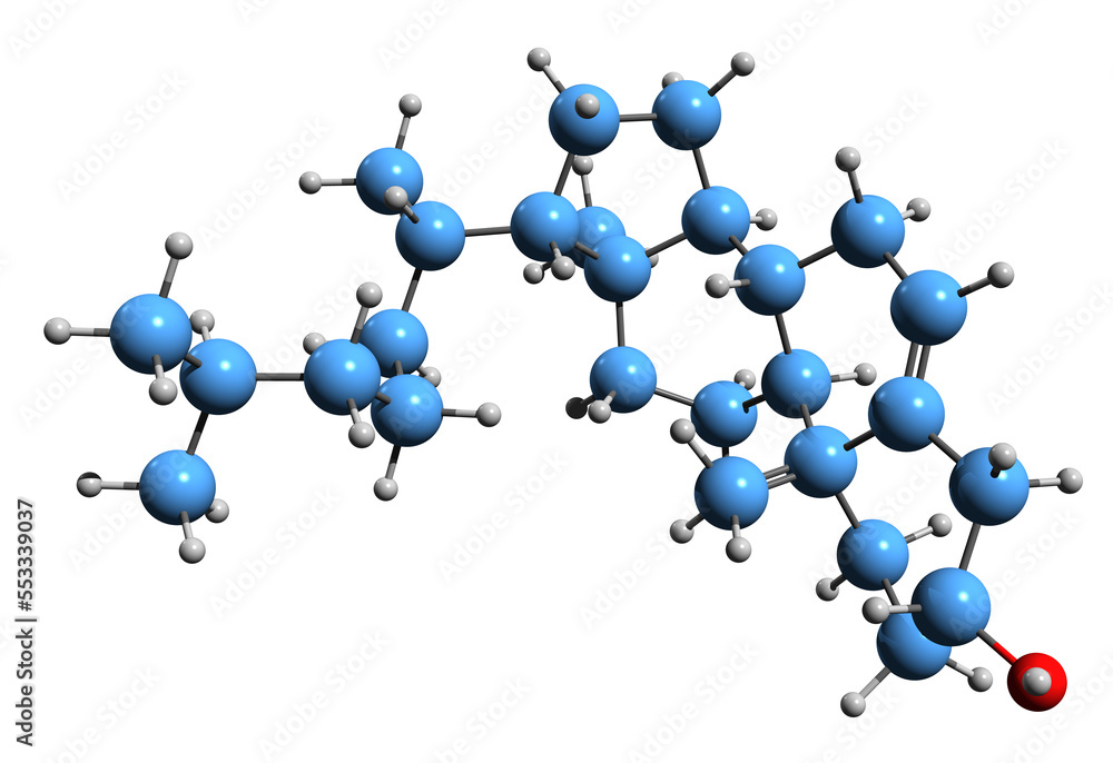 3D image of Cholesterol skeletal formula - molecular chemical structure ...