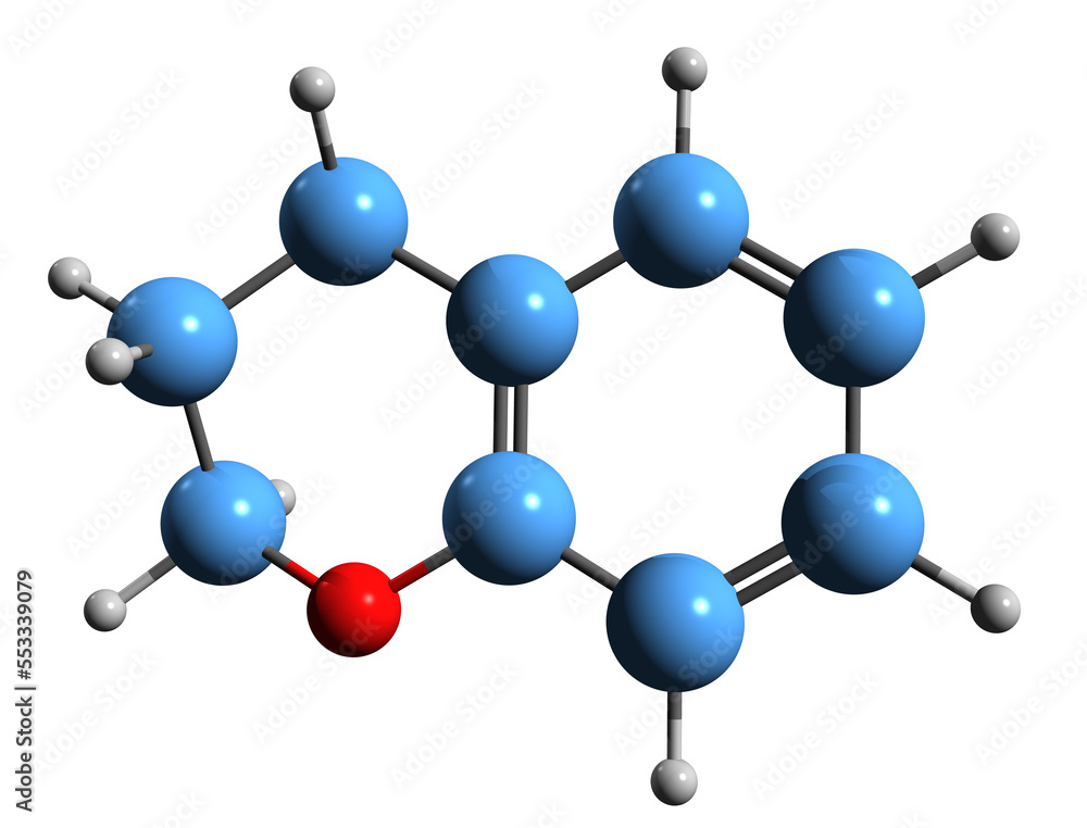 3D image of Chromane skeletal formula - molecular chemical structure of ...