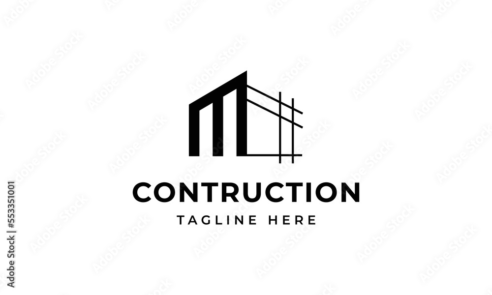 Initial letter m building contruction logo, icon, symbol Stock Vector ...